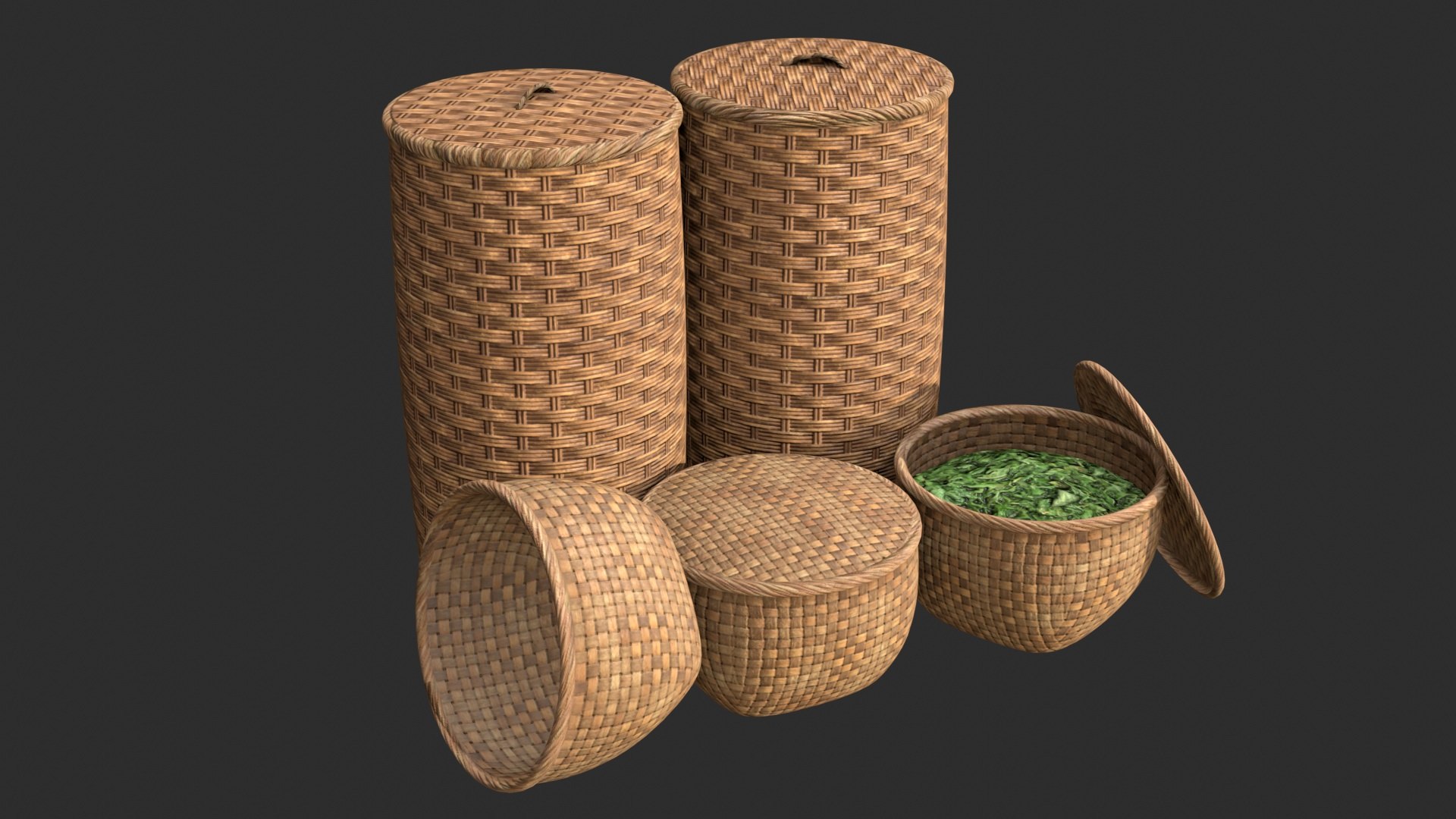3D Assets Wicker Baskets - TurboSquid 1565409