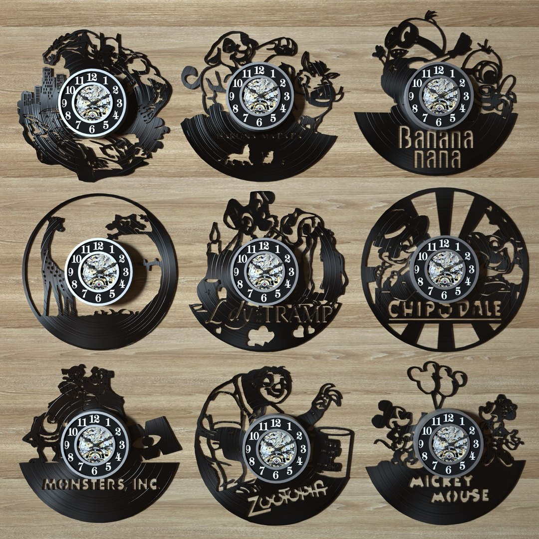 3d Model Of Clock Wall Vinyl Record
