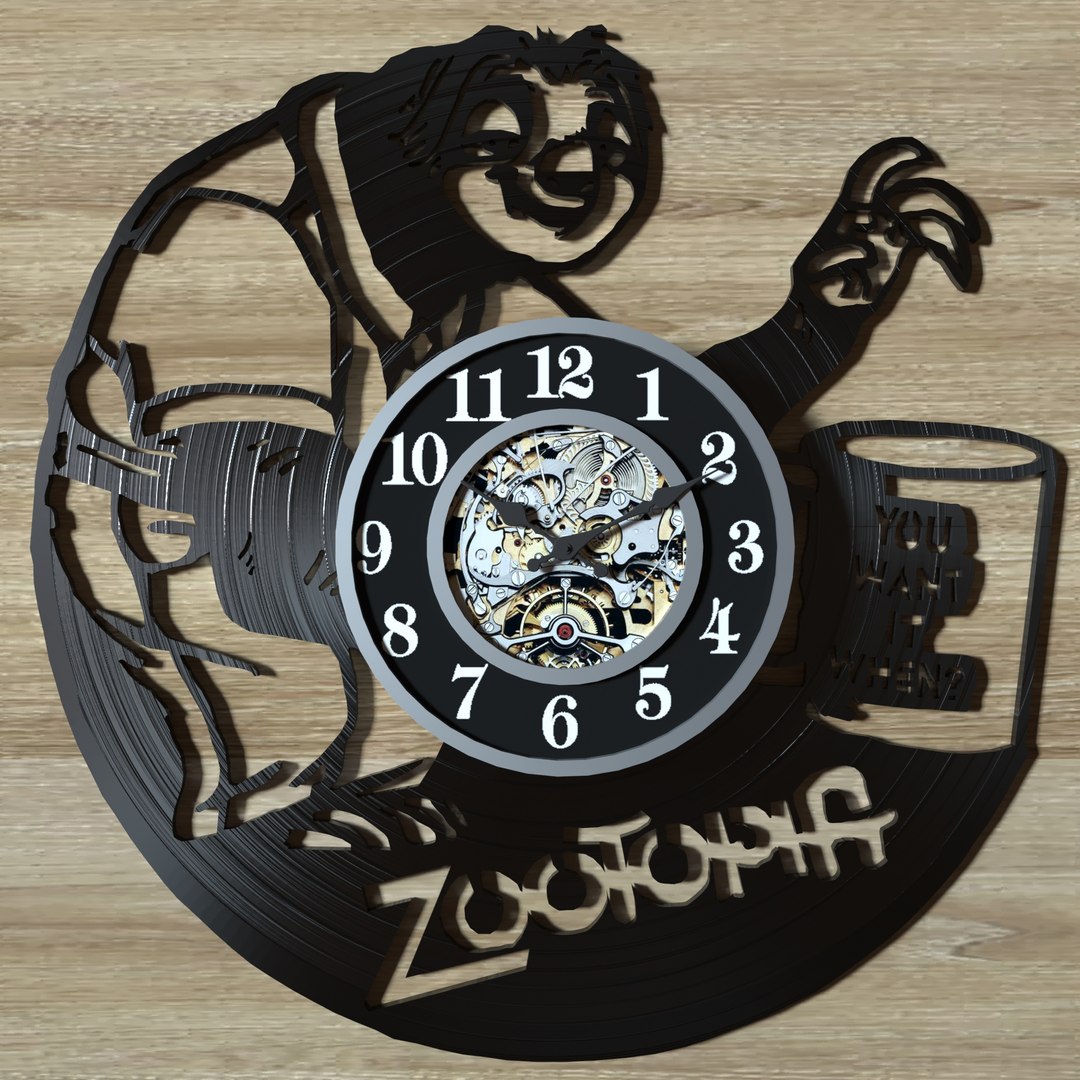 3d Model Of Clock Wall Vinyl Record