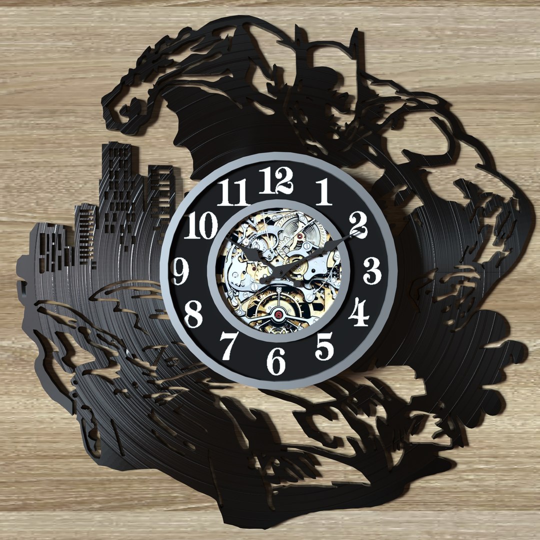 3d Model Of Clock Wall Vinyl Record