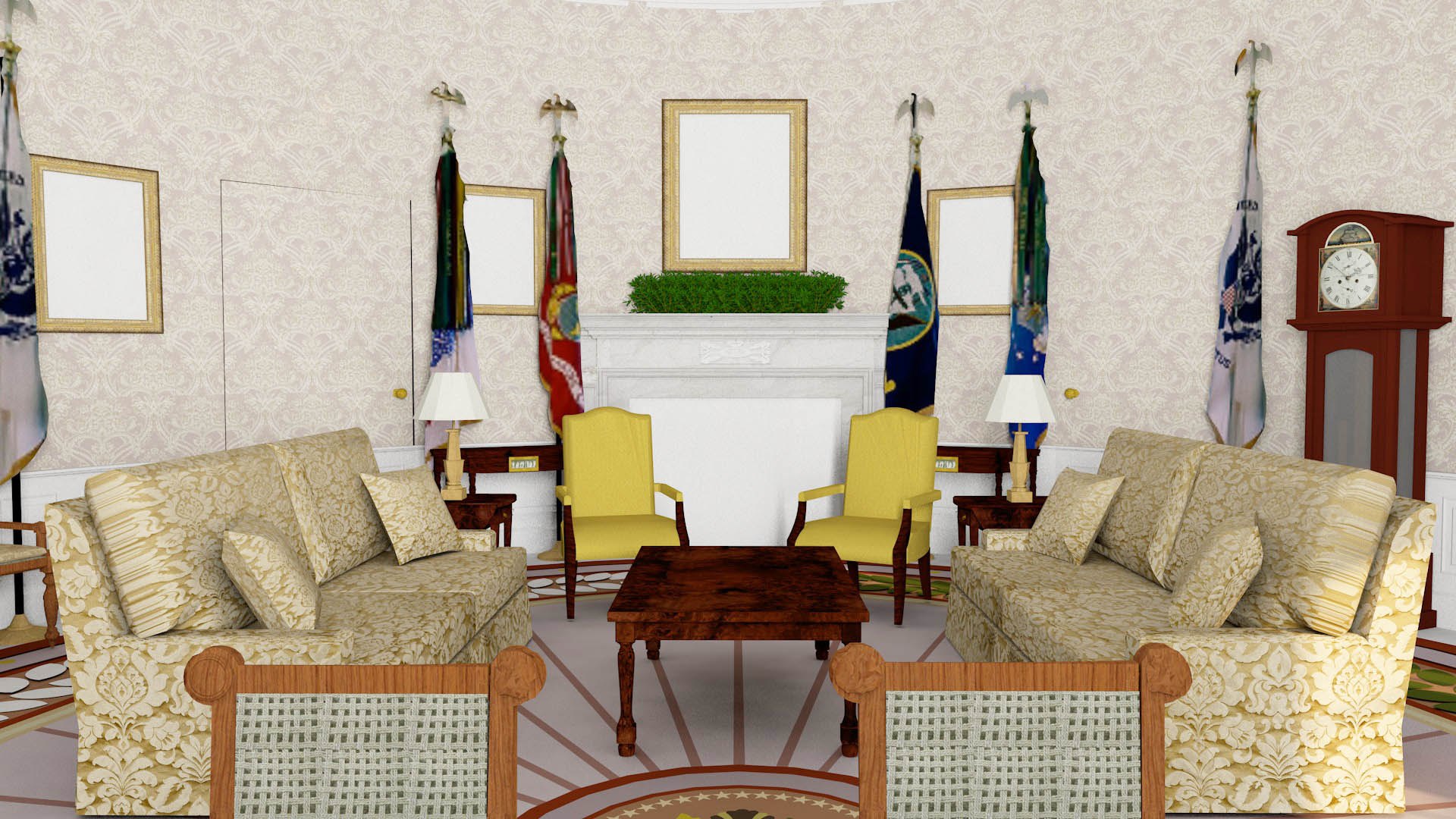 3D Model The Oval Office - TurboSquid 1992173