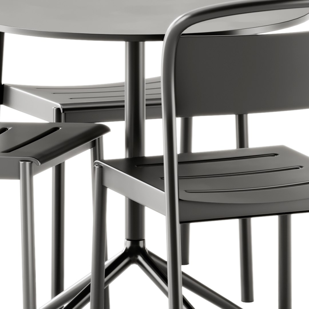 Muuto Still Cafe Table Round 75 and Linear Steel Side Chair 3D model ...