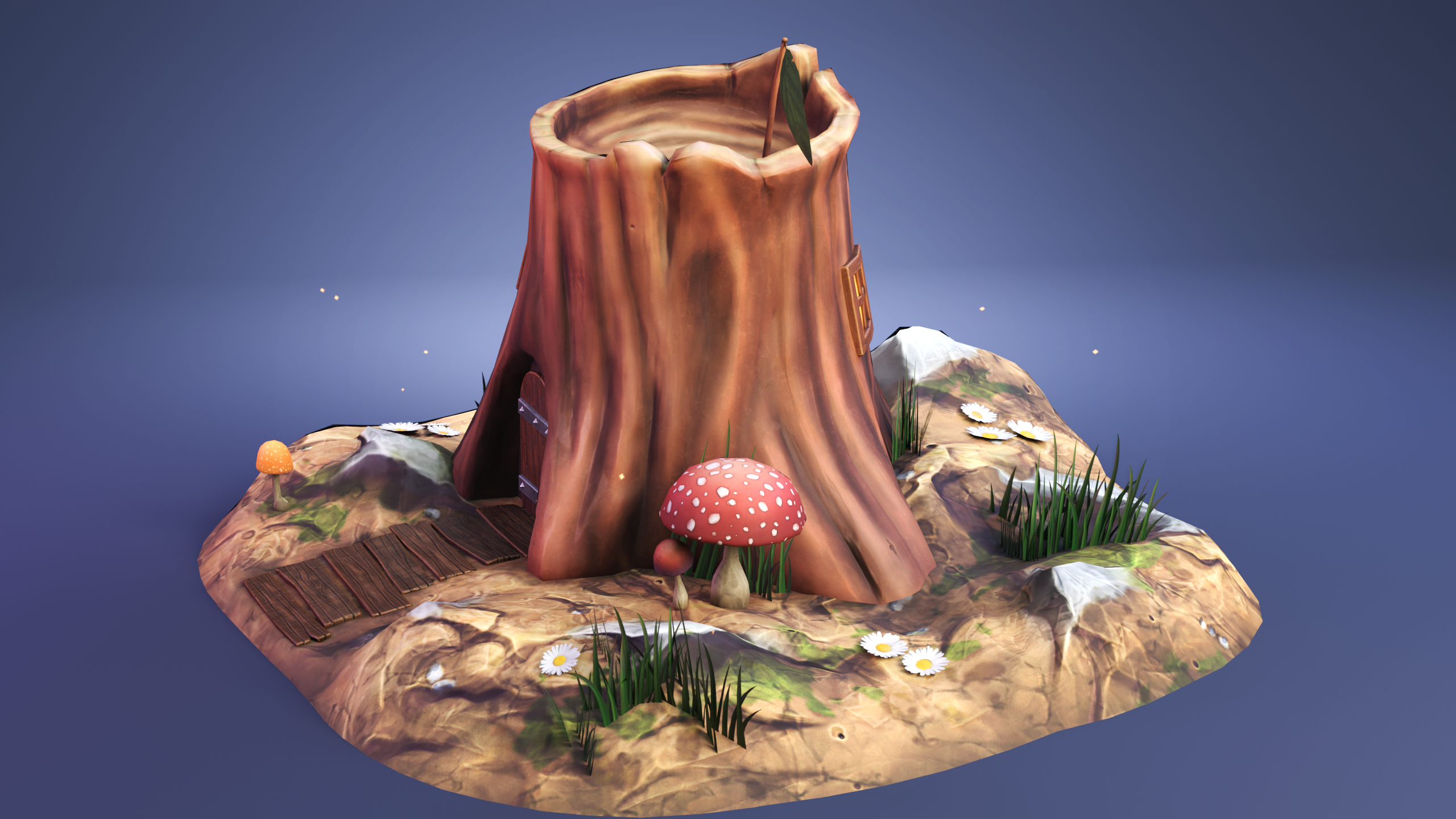 3D Stylized Tree Stump House - TurboSquid 1868197