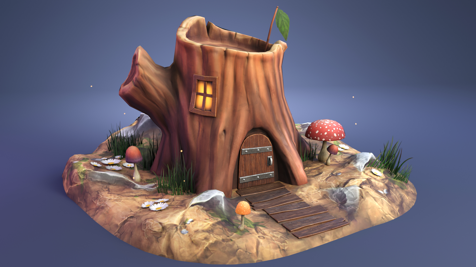 3D Stylized Tree Stump House - TurboSquid 1868197