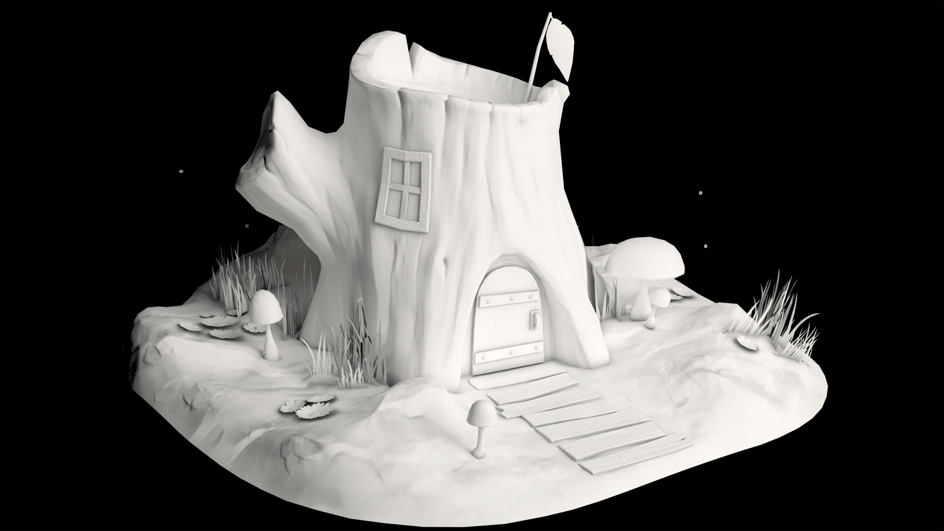 3D Stylized Tree Stump House - TurboSquid 1868197