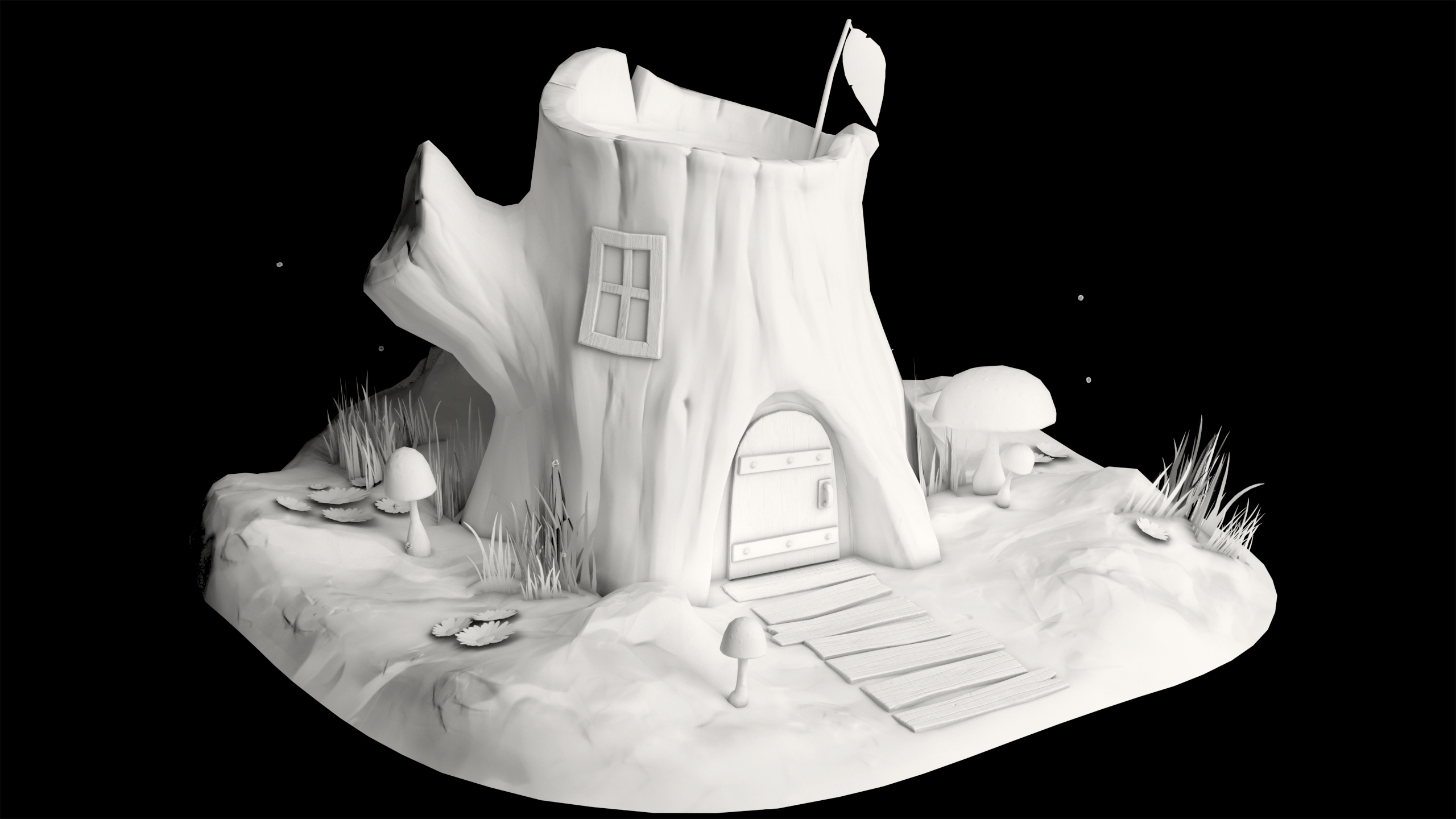 3D Stylized Tree Stump House - TurboSquid 1868197