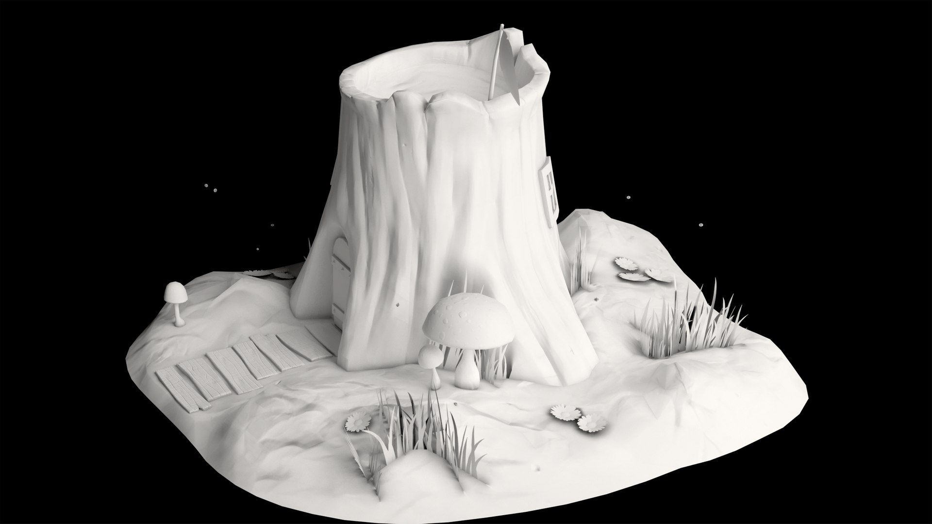 3D Stylized Tree Stump House - TurboSquid 1868197