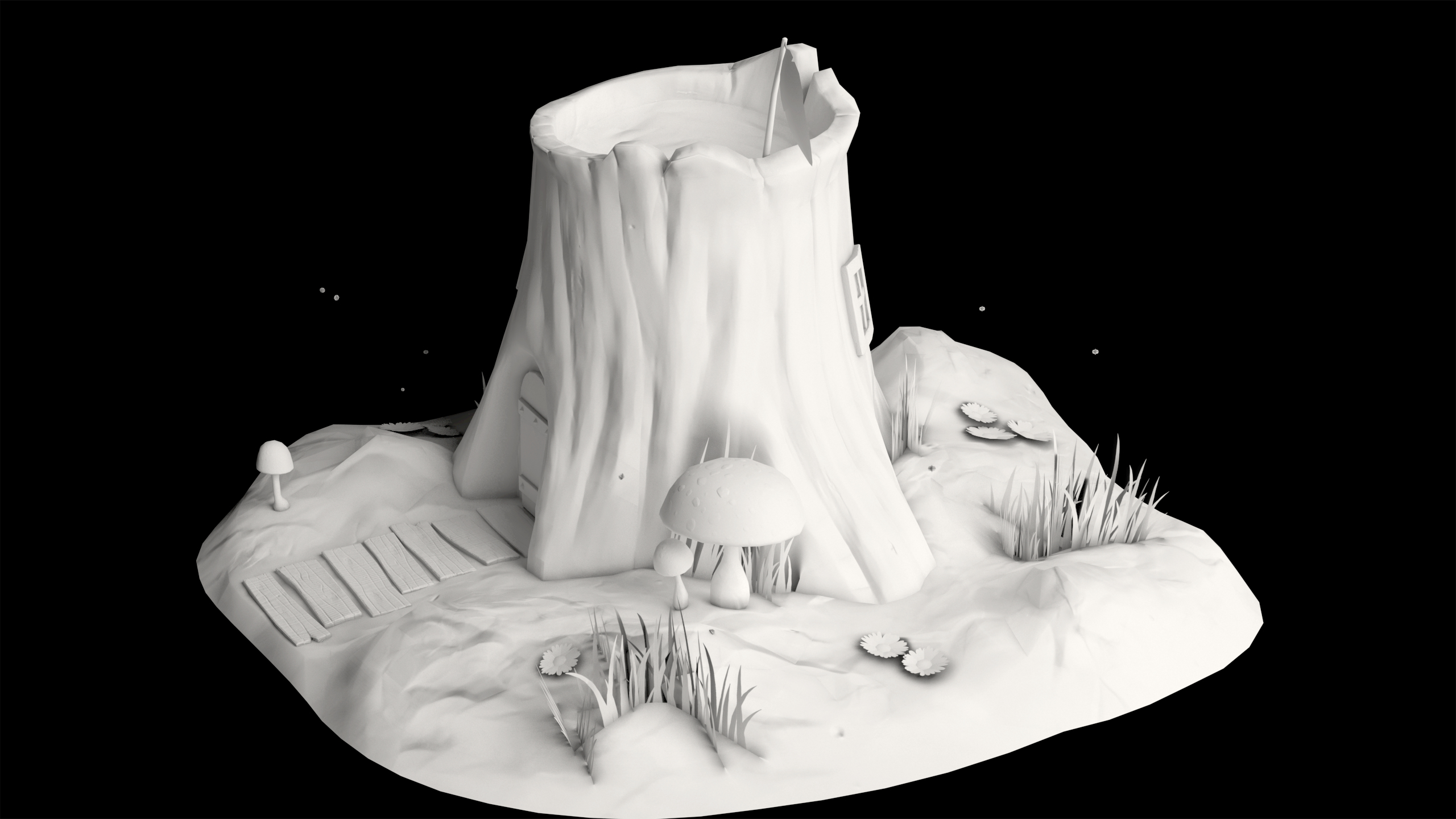 3D Stylized Tree Stump House - TurboSquid 1868197