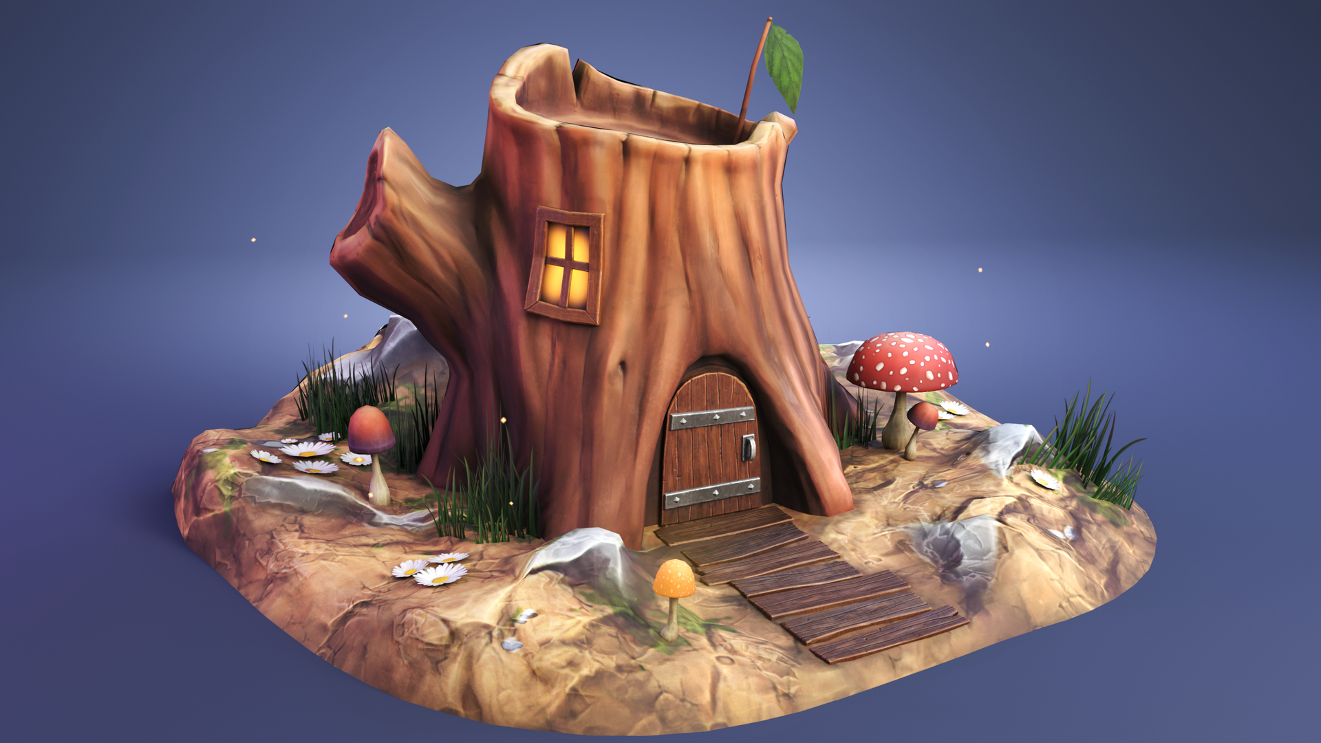 3D Stylized Tree Stump House - TurboSquid 1868197
