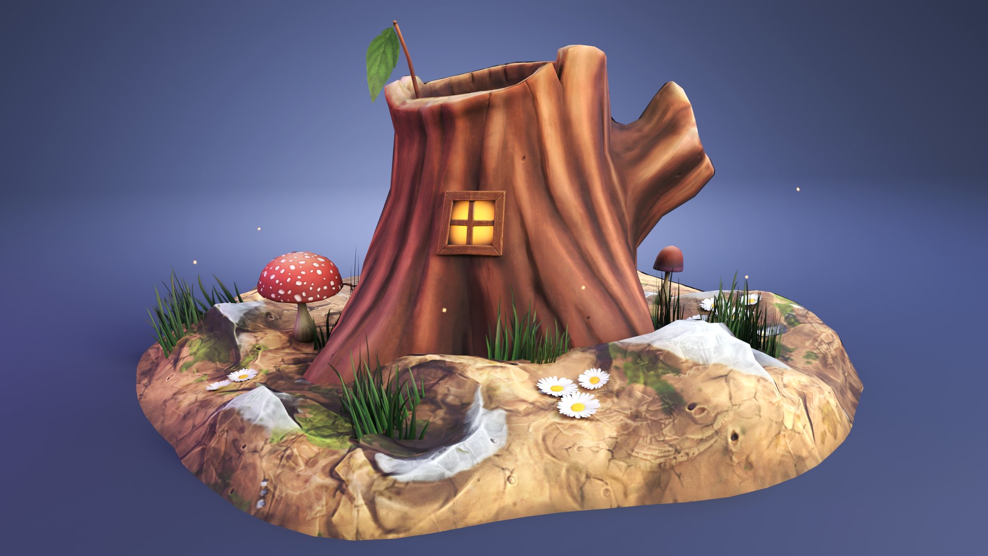 3D Stylized Tree Stump House - TurboSquid 1868197