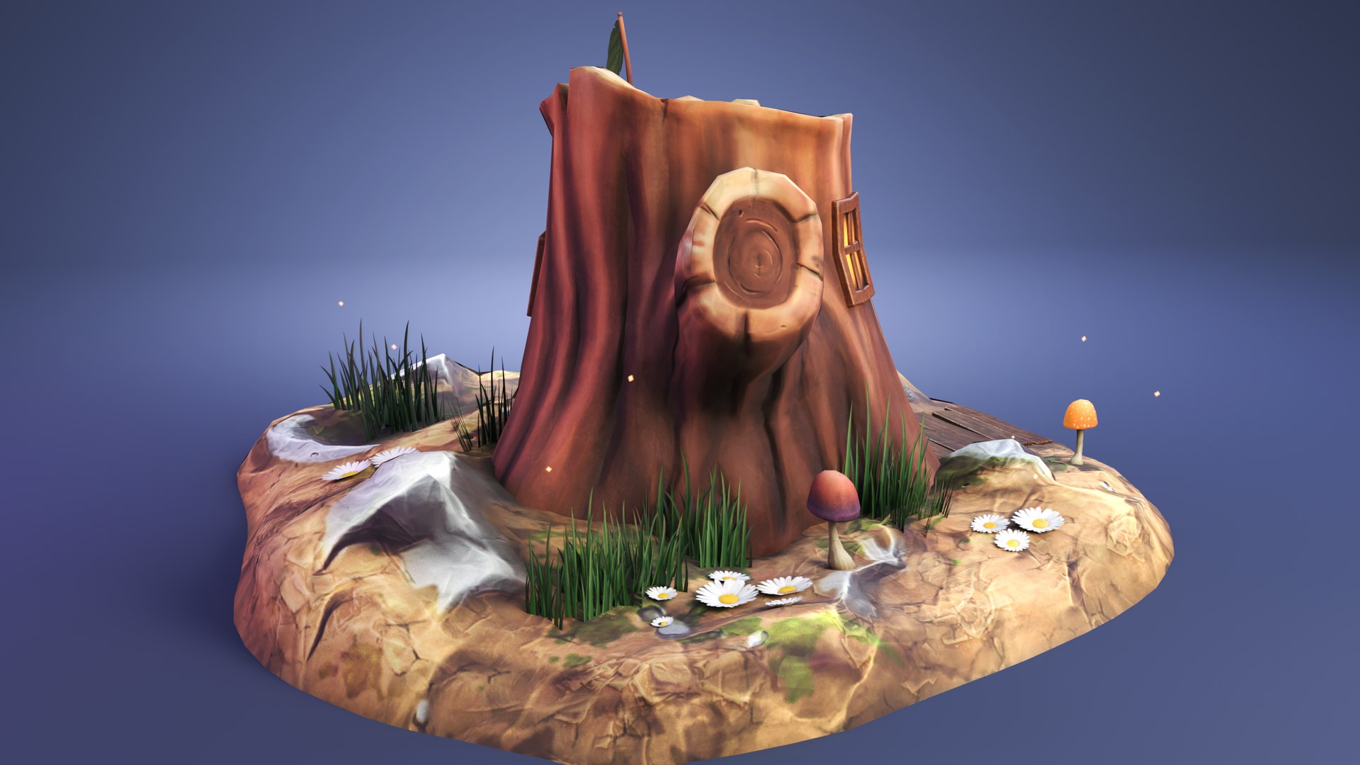 3D Stylized Tree Stump House - TurboSquid 1868197