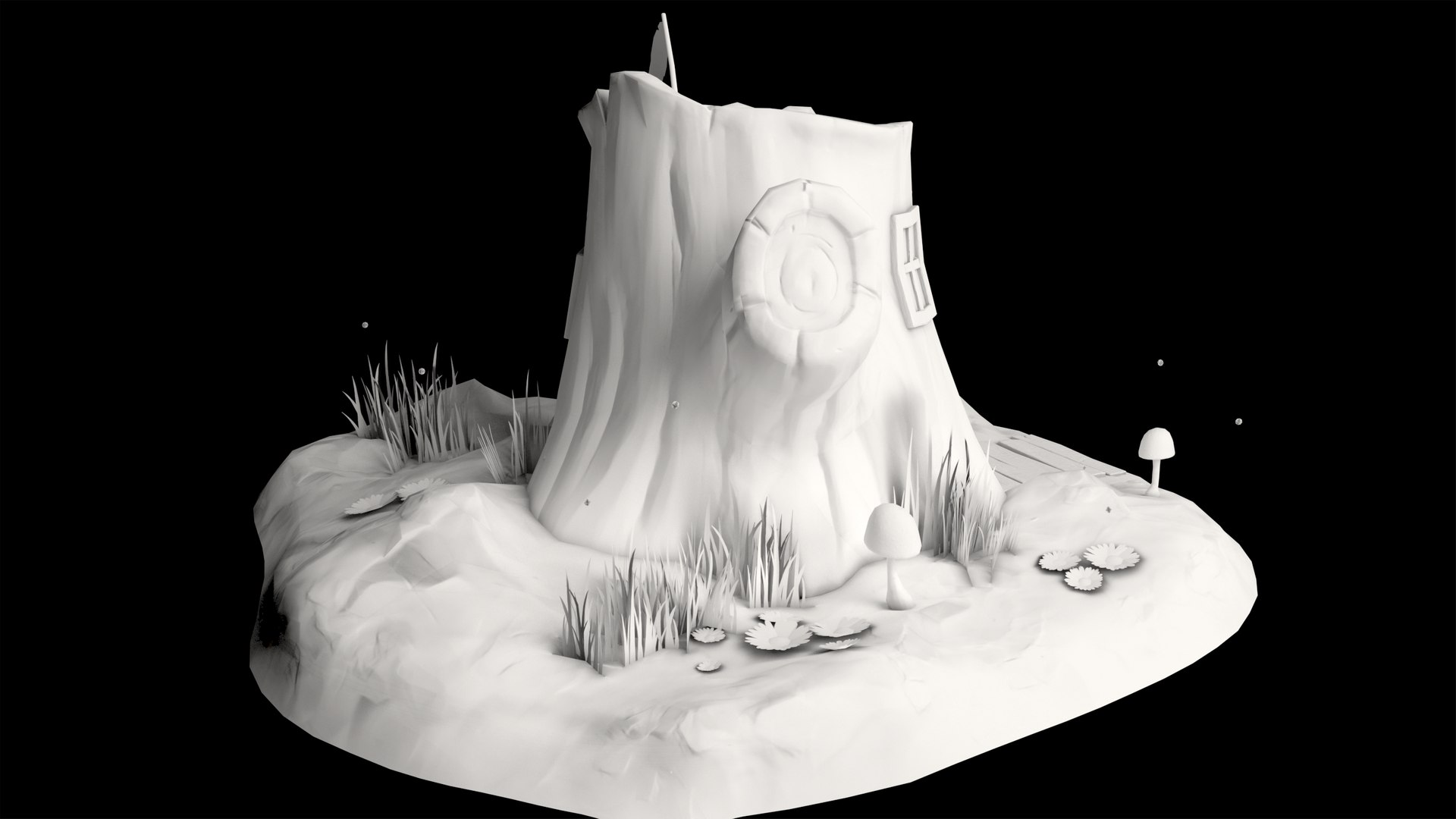 3D Stylized Tree Stump House - TurboSquid 1868197