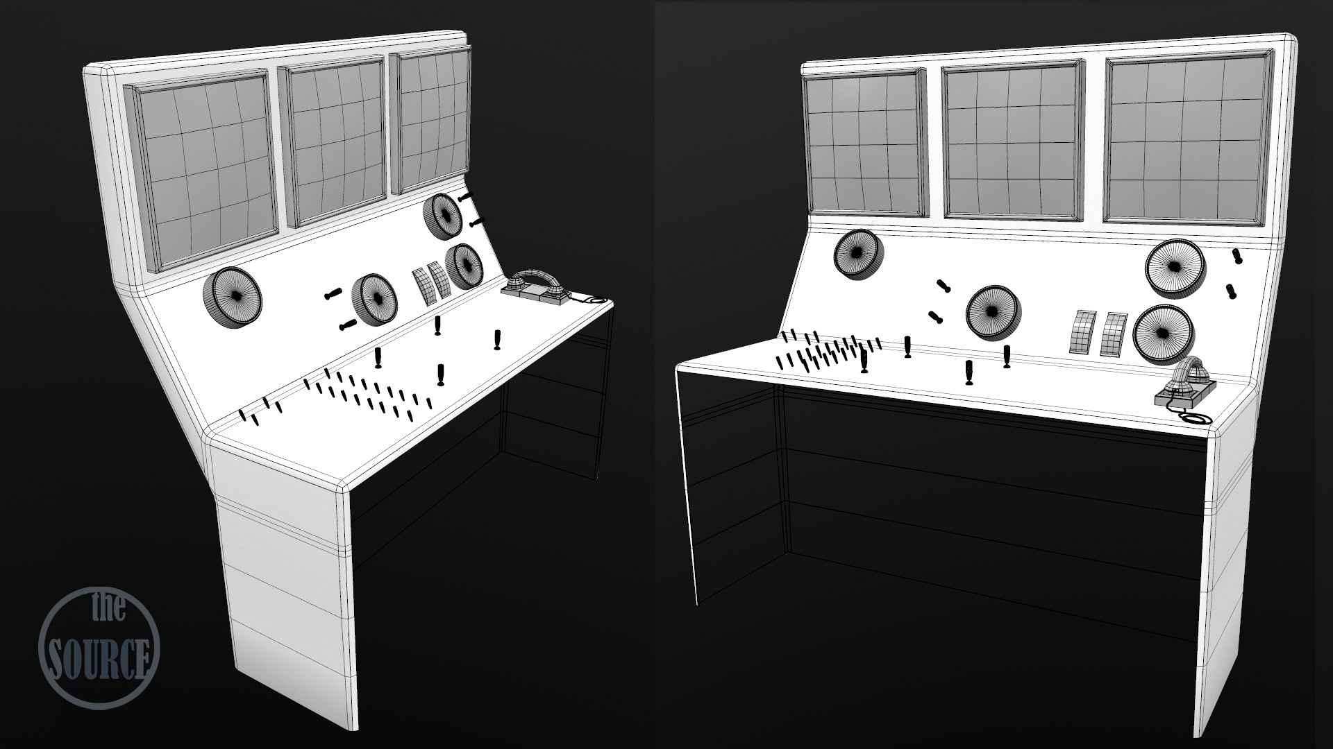3D Sci-fi Control Panel Desk - Low Poly PBR Game Ready Model Model ...