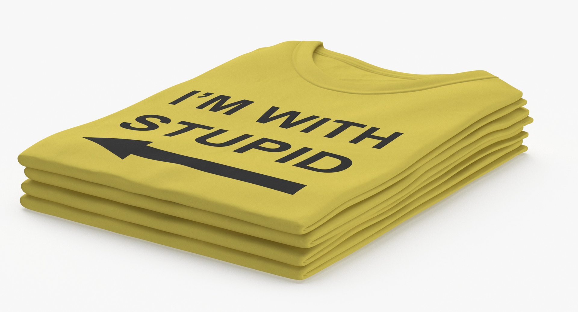 Female Crew Neck Folded Stacked Yellow Im With Stupid 01 3D model ...