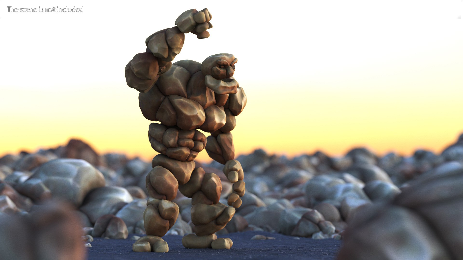 Cartoon Character Brown Stone Golem Happy Pose model - TurboSquid 1961383