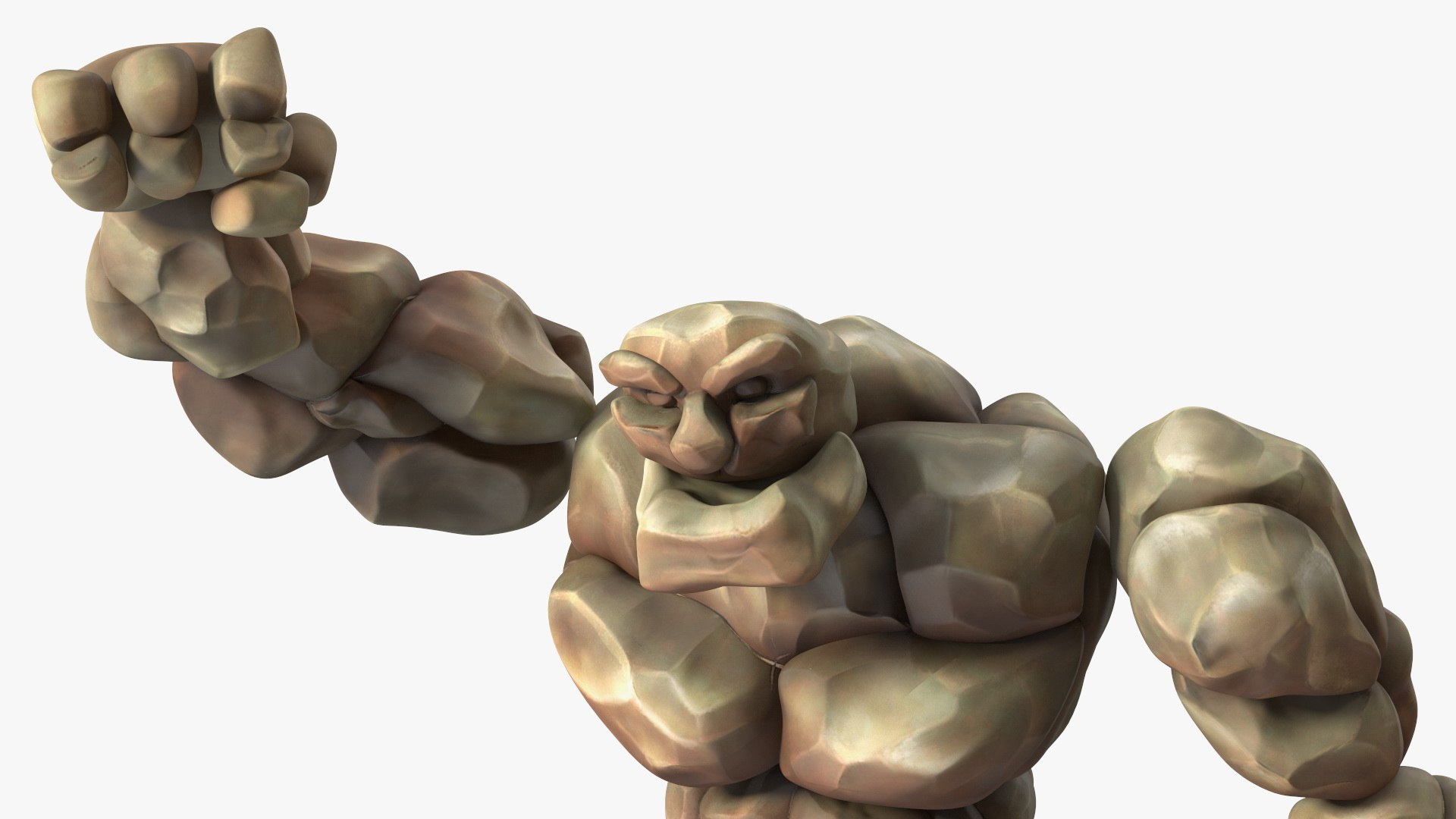 Cartoon Character Brown Stone Golem Happy Pose model - TurboSquid 1961383
