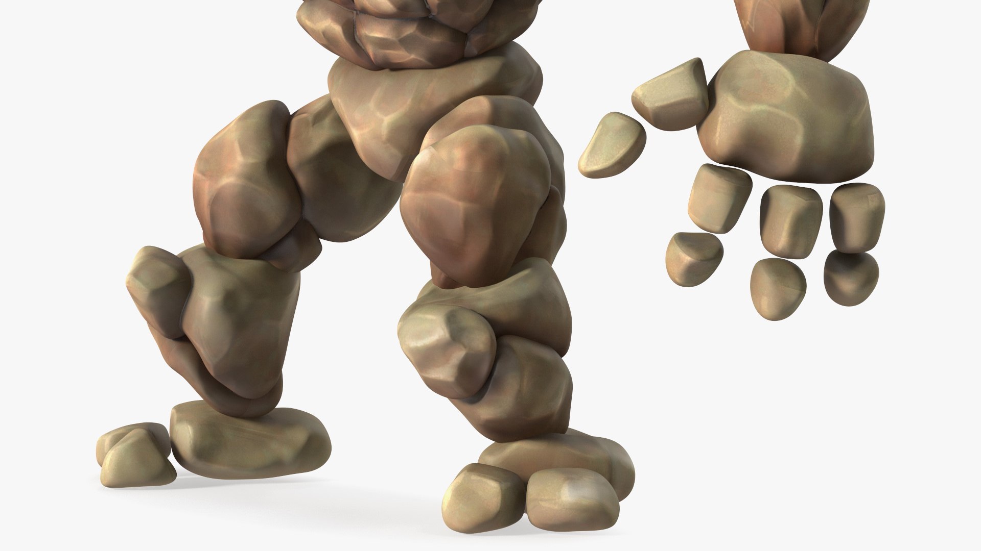 Cartoon Character Brown Stone Golem Happy Pose model - TurboSquid 1961383