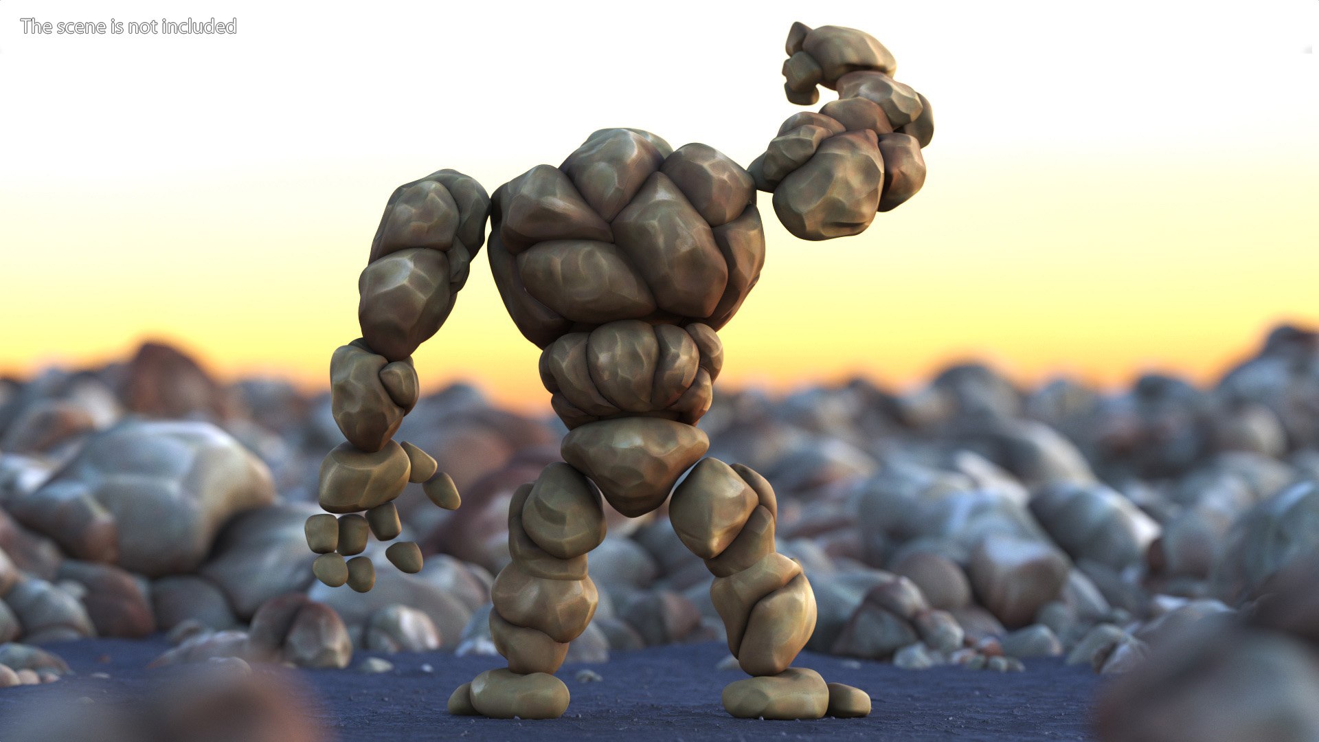 Cartoon Character Brown Stone Golem Happy Pose model - TurboSquid 1961383