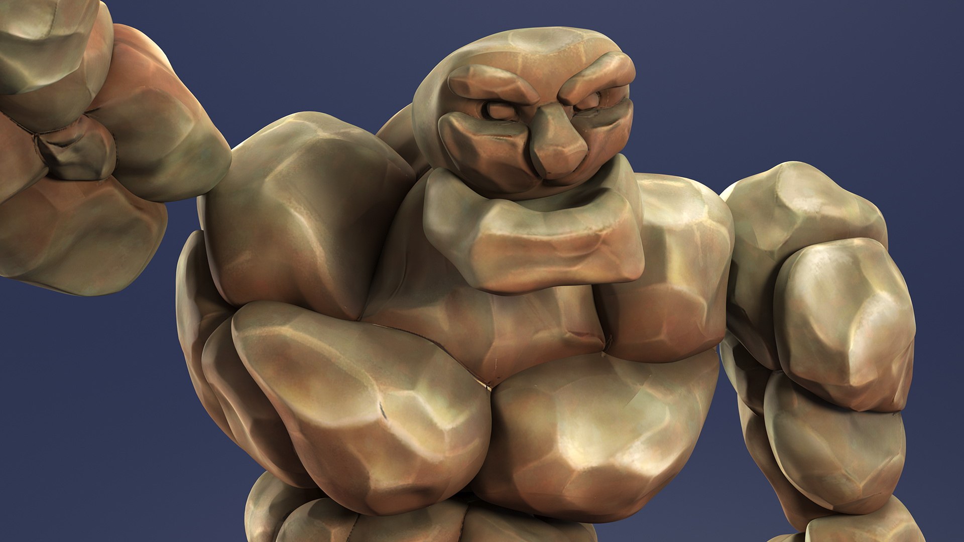 Cartoon Character Brown Stone Golem Happy Pose model - TurboSquid 1961383