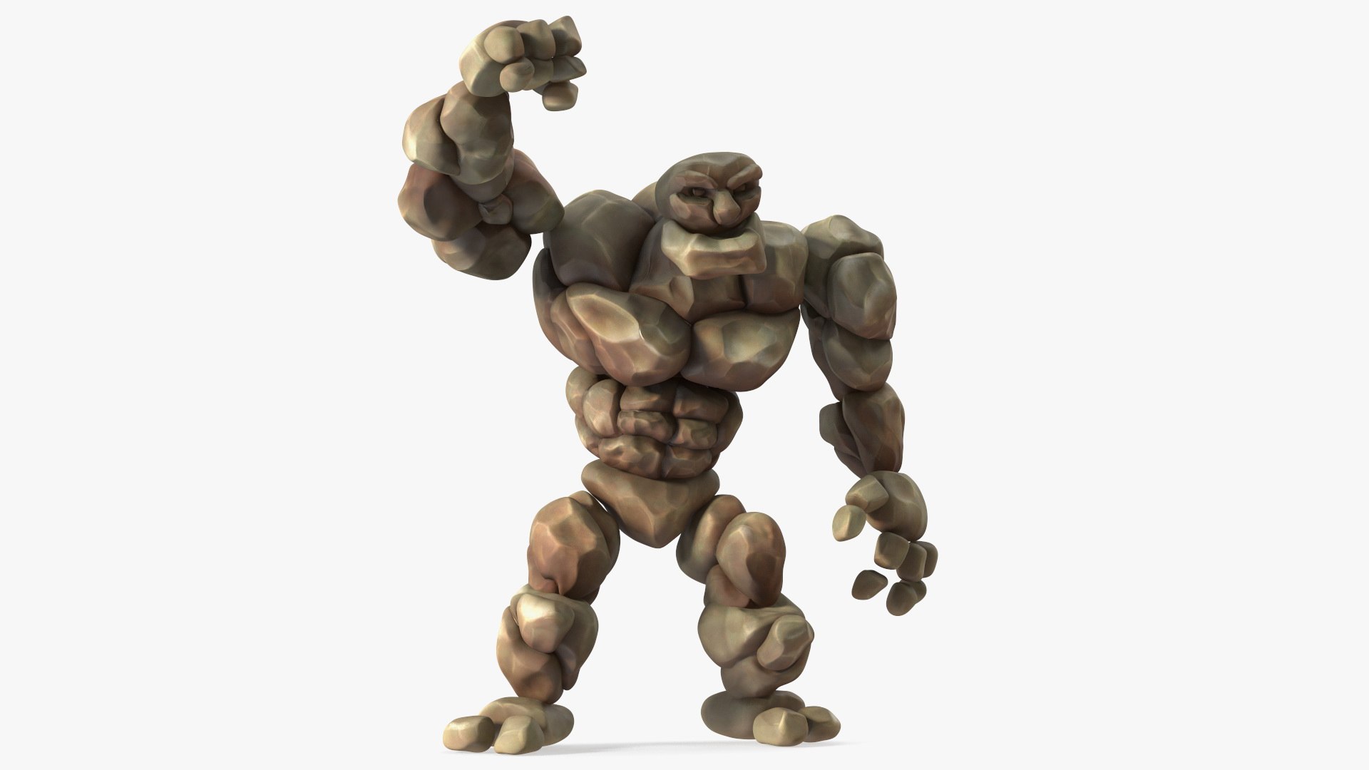 Cartoon Character Brown Stone Golem Happy Pose model - TurboSquid 1961383
