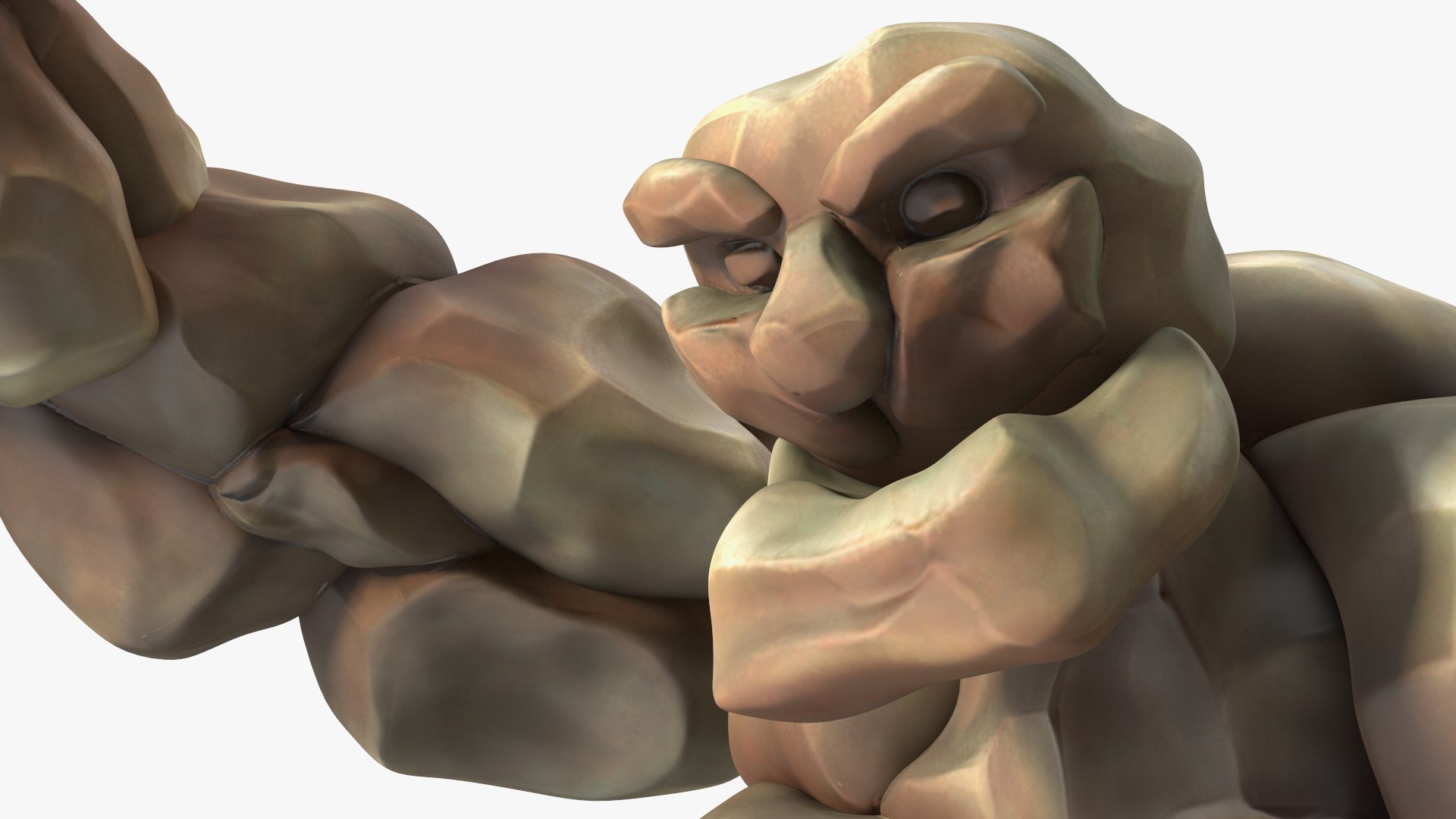 Cartoon Character Brown Stone Golem Happy Pose model - TurboSquid 1961383