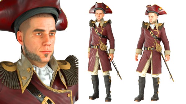 modelo 3d Modelo 3D de personaje de soldado Napoleón aparejado realista ...