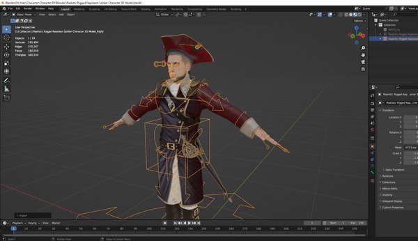 modelo 3d Modelo 3D de personaje de soldado Napoleón aparejado realista ...