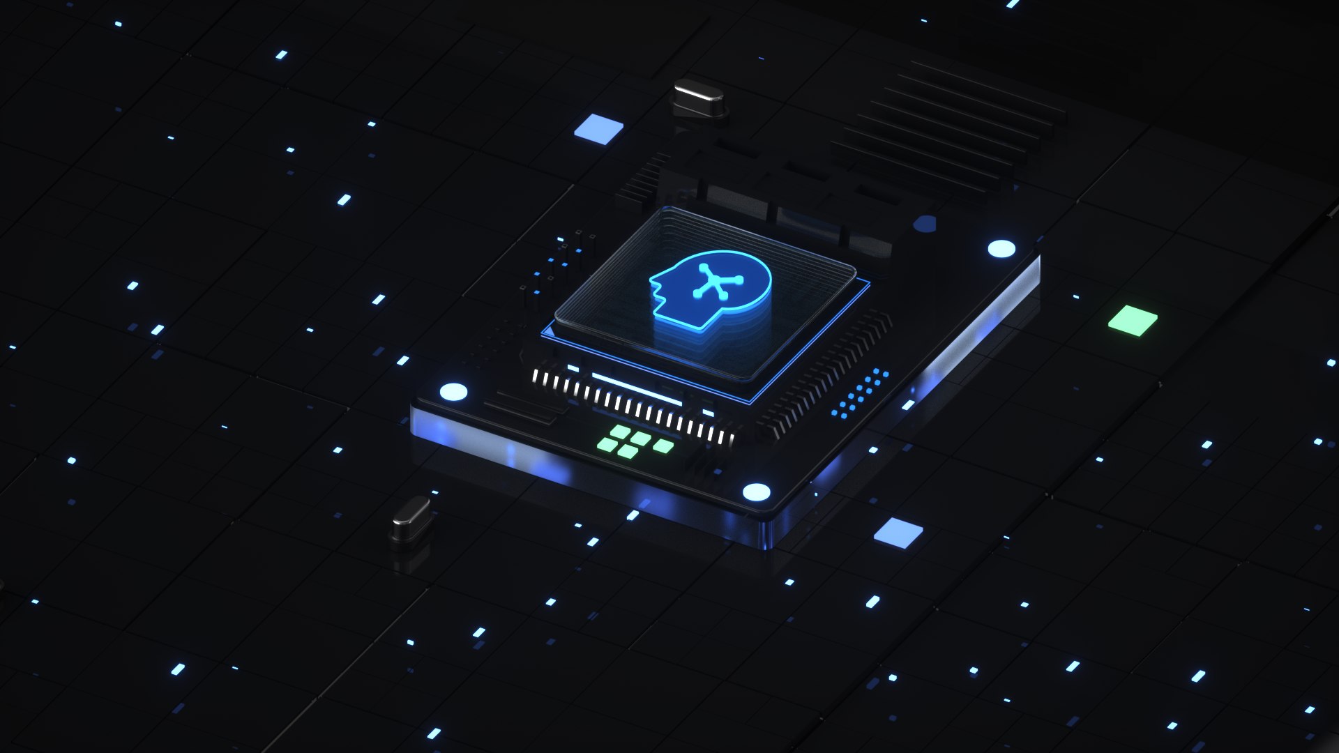 C4D Octane CPU Chip Core Capacitance Scifi Circuit Board 6 3D Model ...