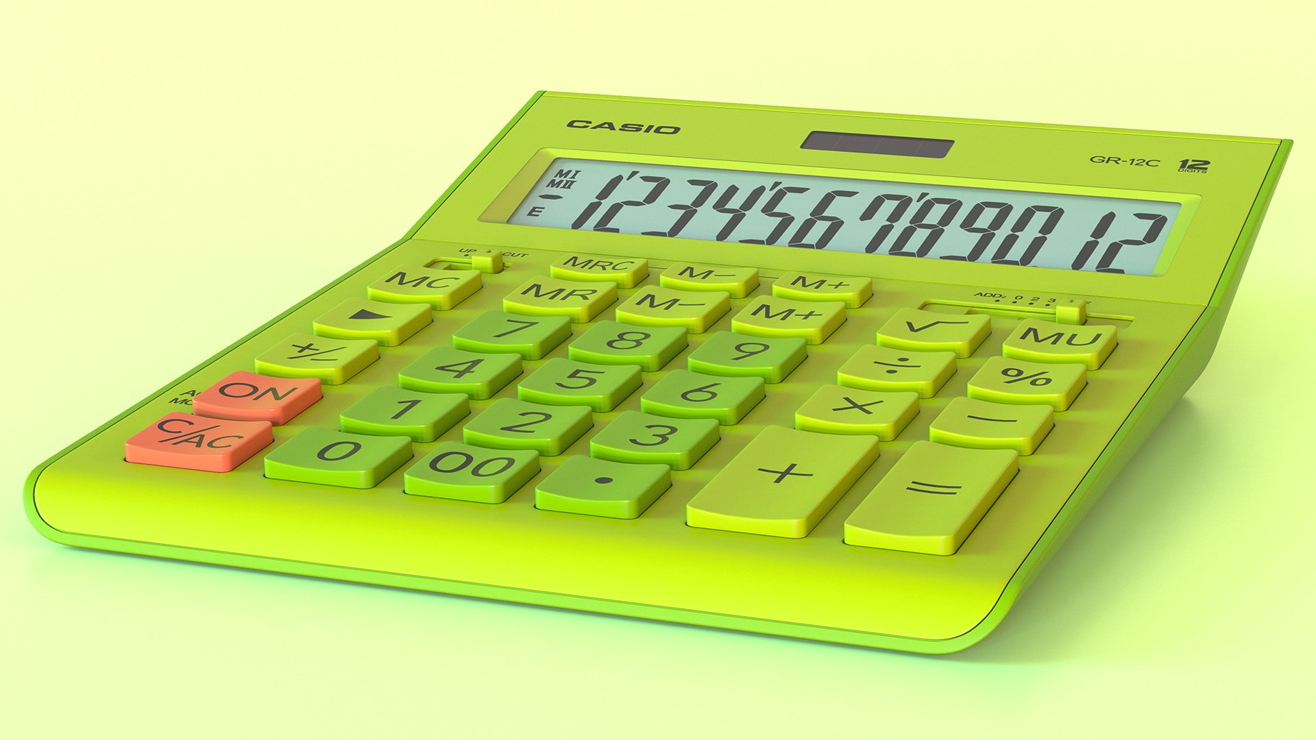 3D Model Casio Gr-12c Yellow Calculator - TurboSquid 1467451