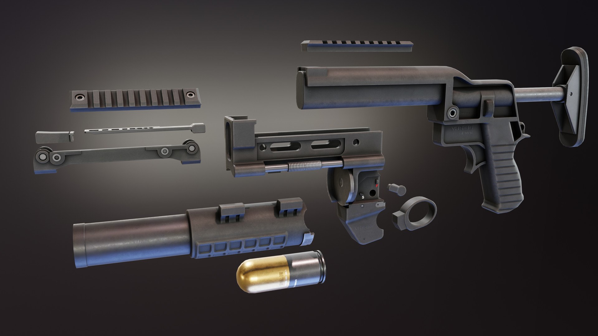 VHS BG Grenade Launcher 3D Model - TurboSquid 2193969