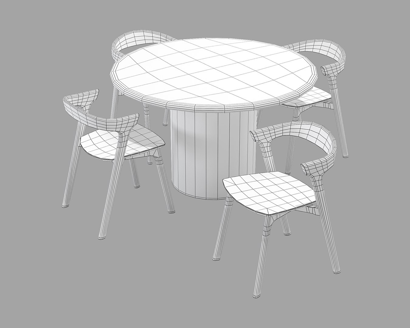 Ethnicraft Diding Set Elements Dining Table-bok Chair 3D Model ...