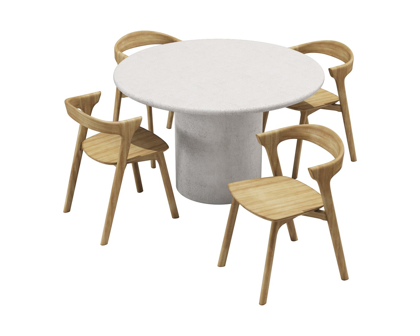 Ethnicraft Diding Set Elements Dining Table-bok Chair 3D Model - TurboSquid 2333695