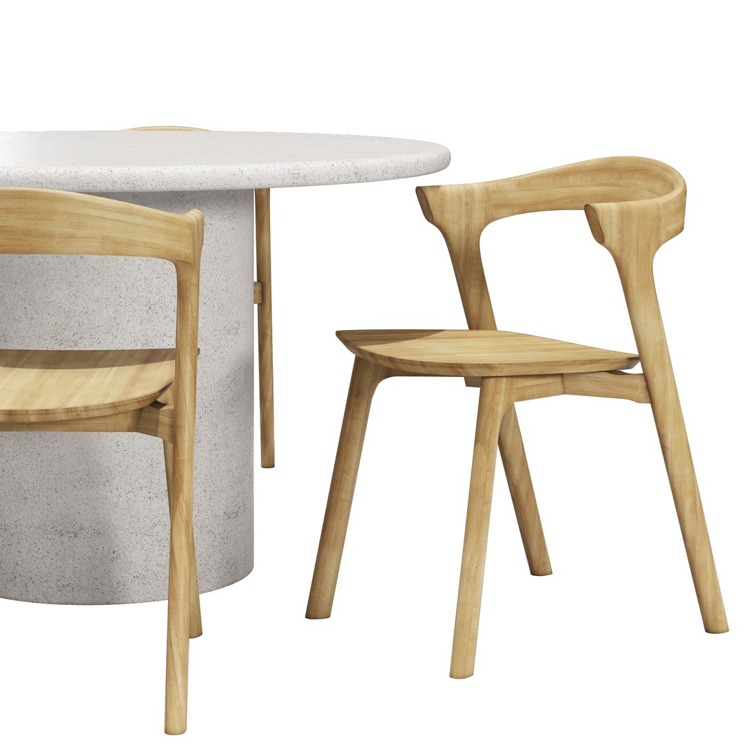 Ethnicraft Diding Set Elements Dining Table-bok Chair 3D Model ...