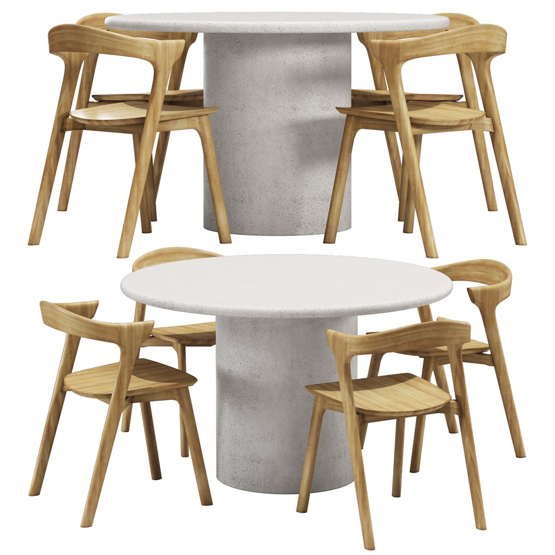 Ethnicraft Diding Set Elements Dining Table-bok Chair 3D Model - TurboSquid 2333695