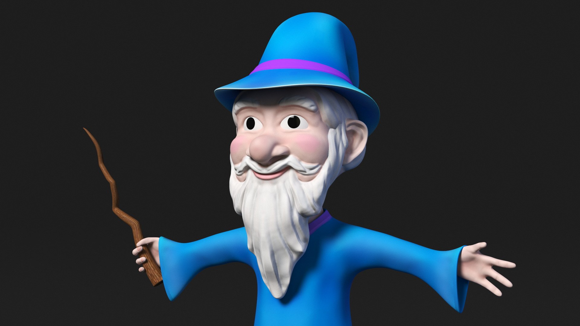 Old Wizard Cartoon Character Rigged 3D Model - TurboSquid 2130174