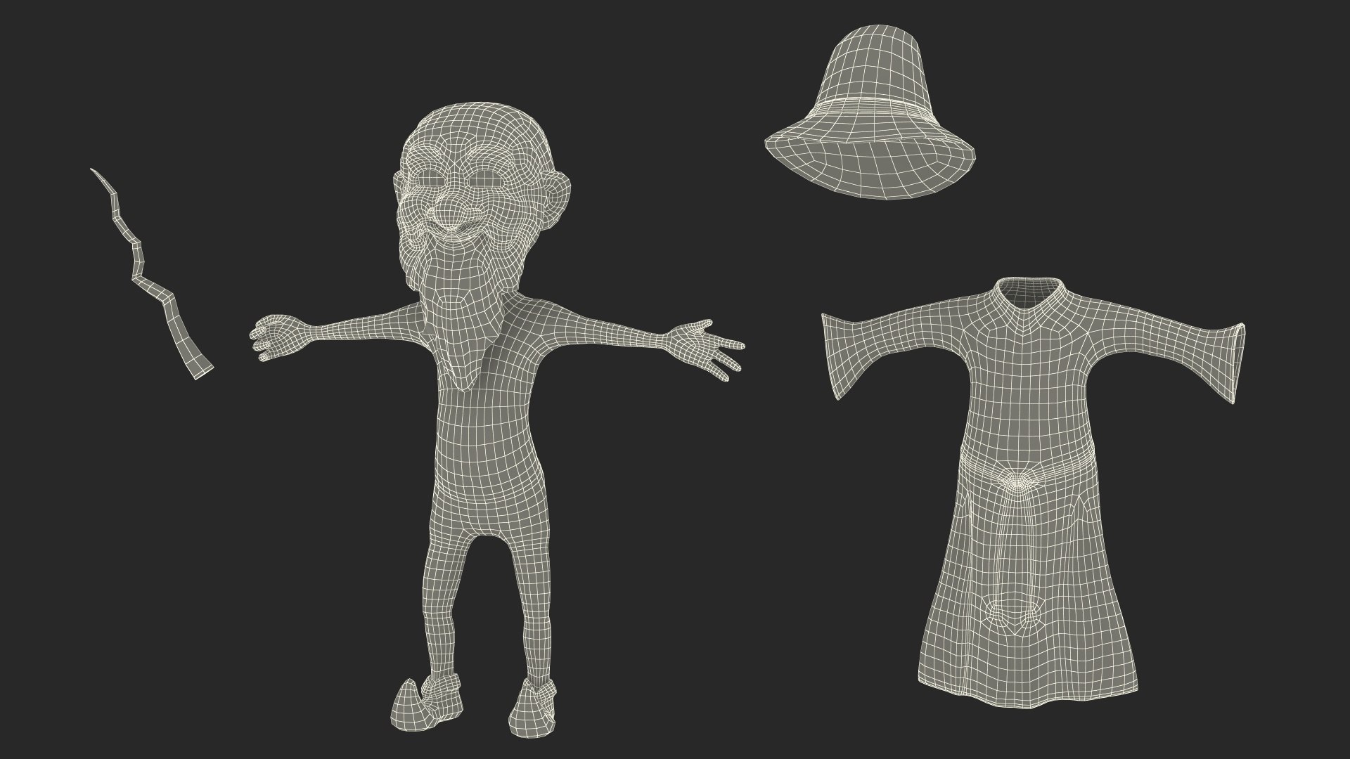 Old Wizard Cartoon Character Rigged 3D model - TurboSquid 2130174