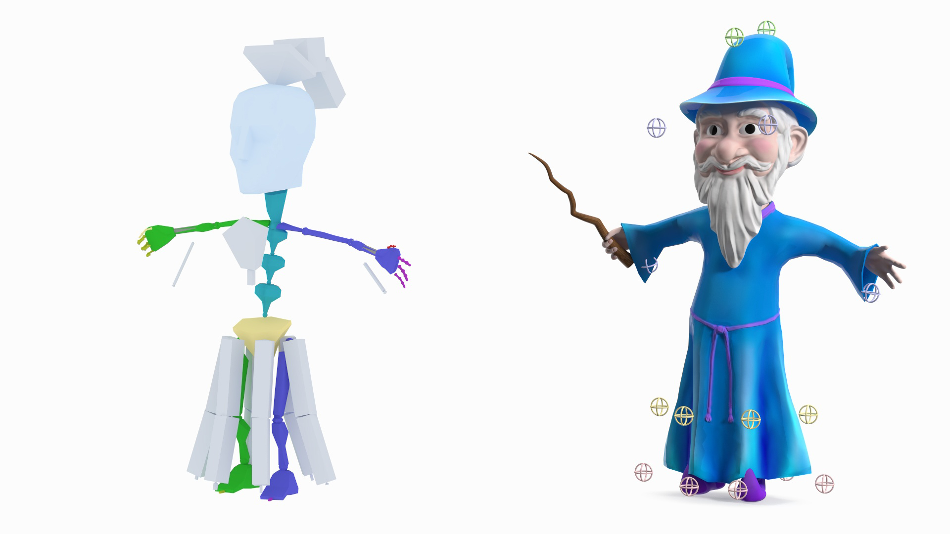 Old Wizard Cartoon Character Rigged 3D Model - TurboSquid 2130174