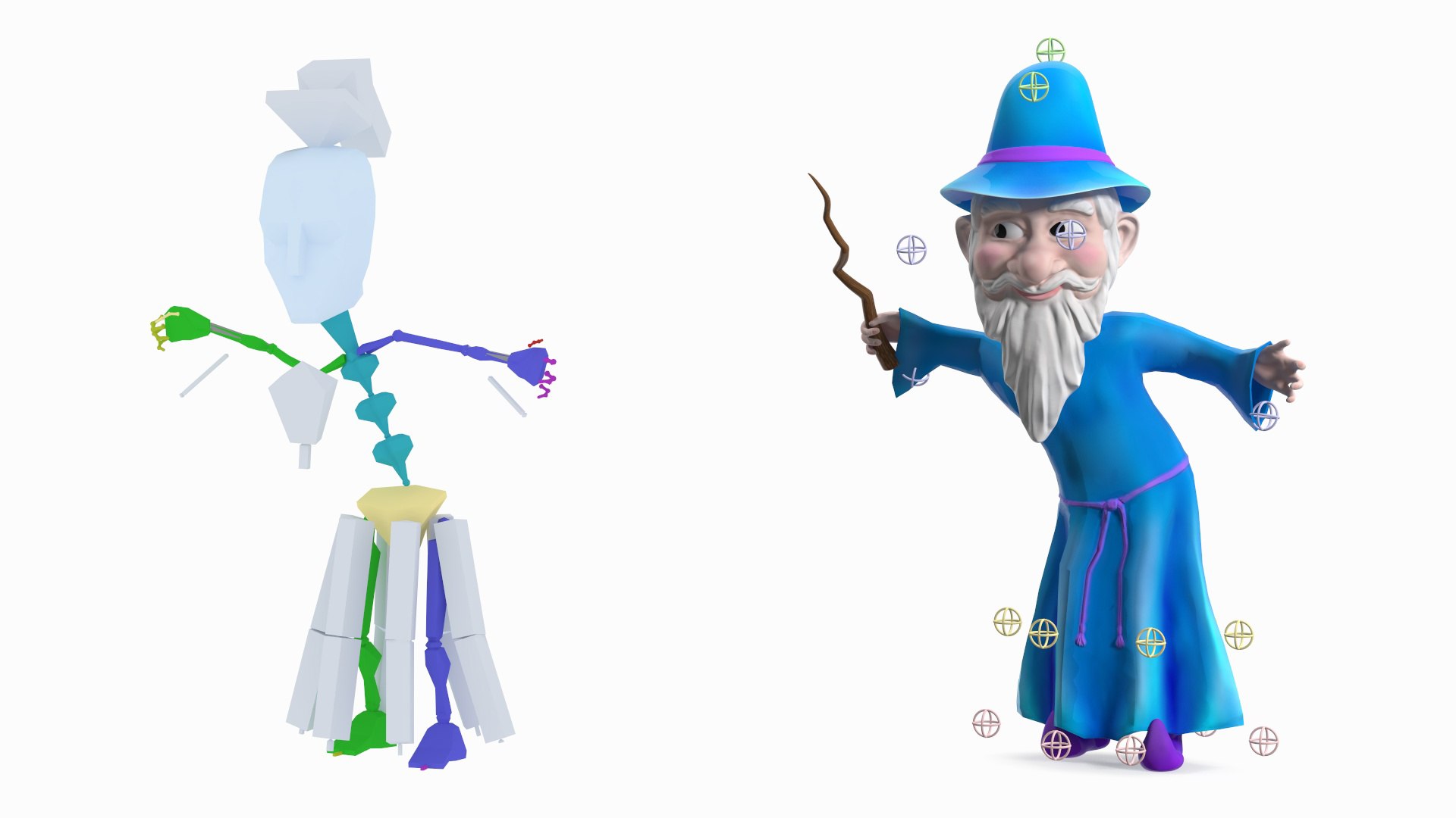 Old Wizard Cartoon Character Rigged 3D Model - TurboSquid 2130174