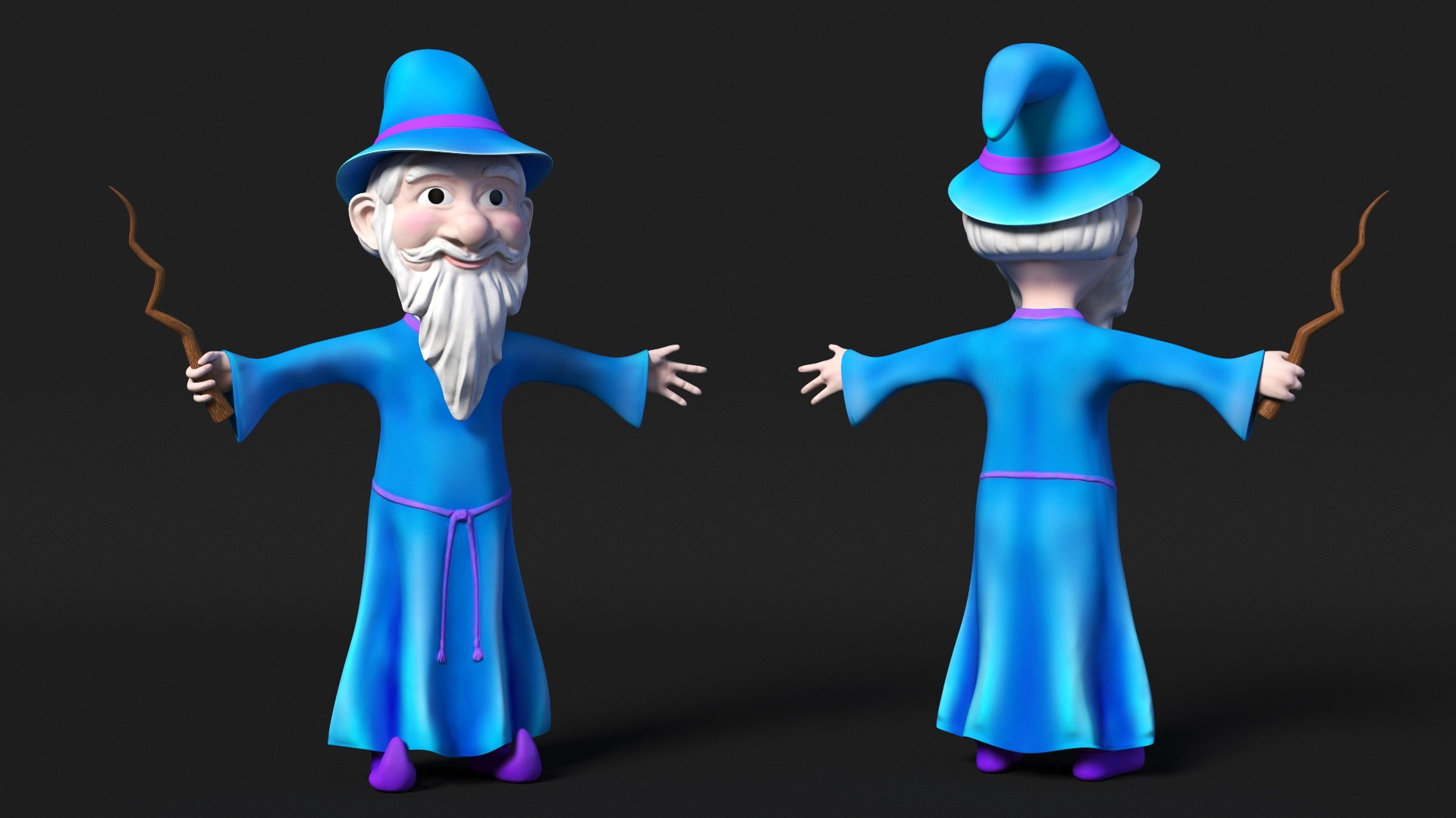 Old Wizard Cartoon Character Rigged 3D Model - TurboSquid 2130174