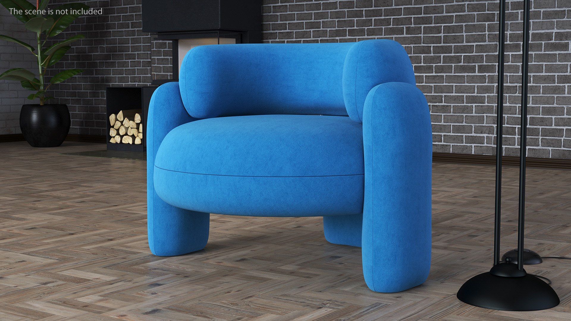 Blue Rounded Silhouette Armchair 3D - TurboSquid 2088637
