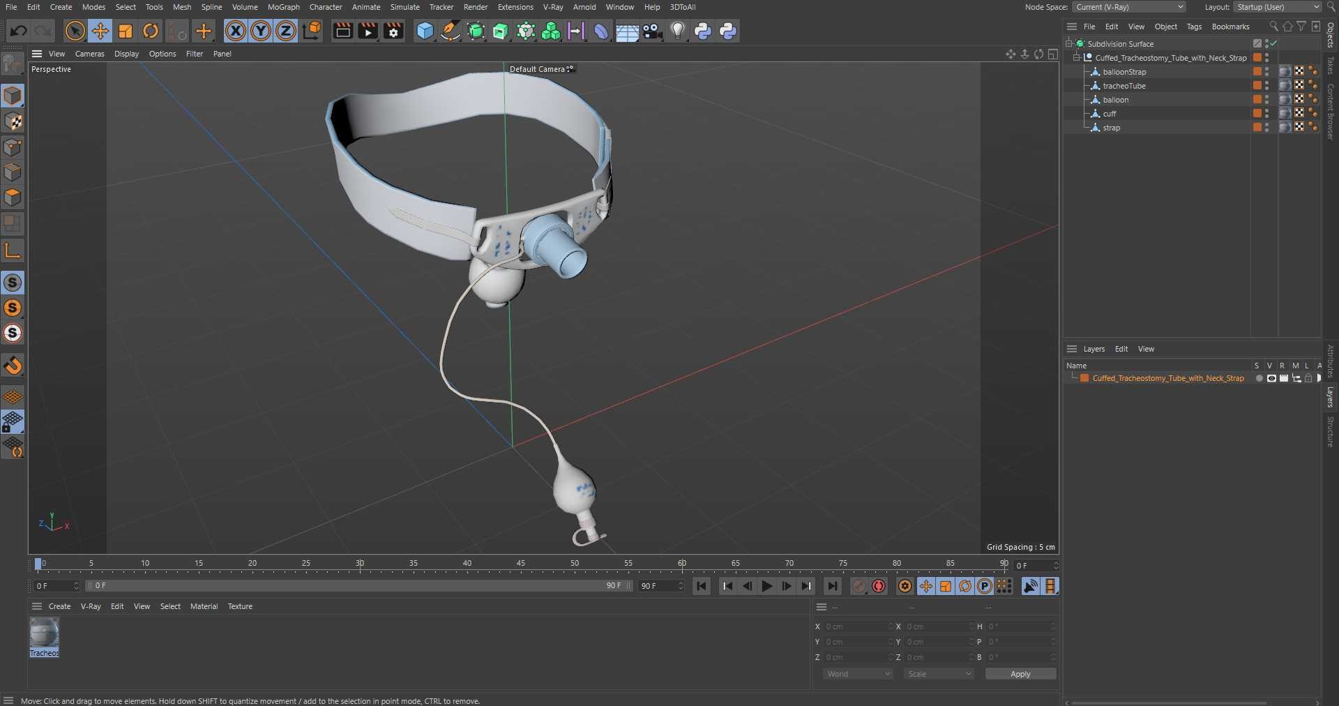 3D Cuffed Tracheostomy Tube With Neck Strap - TurboSquid 2405892