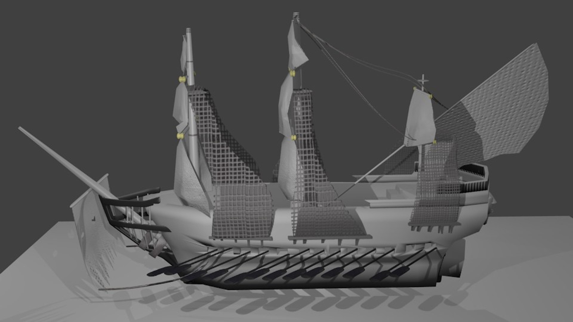 1700s Pirate Ship 3d Model