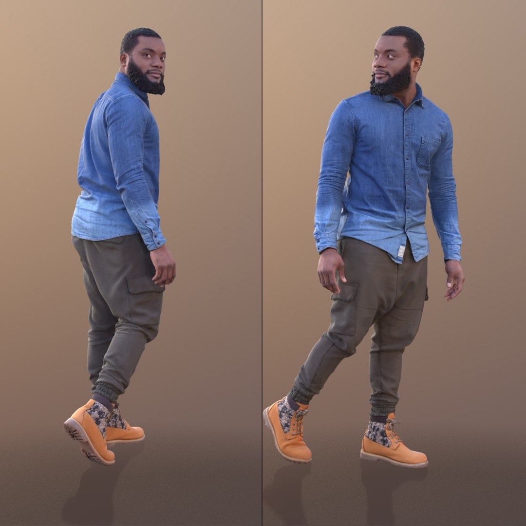 10630 Gabriel - Black Casual Man Walking Truning Around 3D Model ...