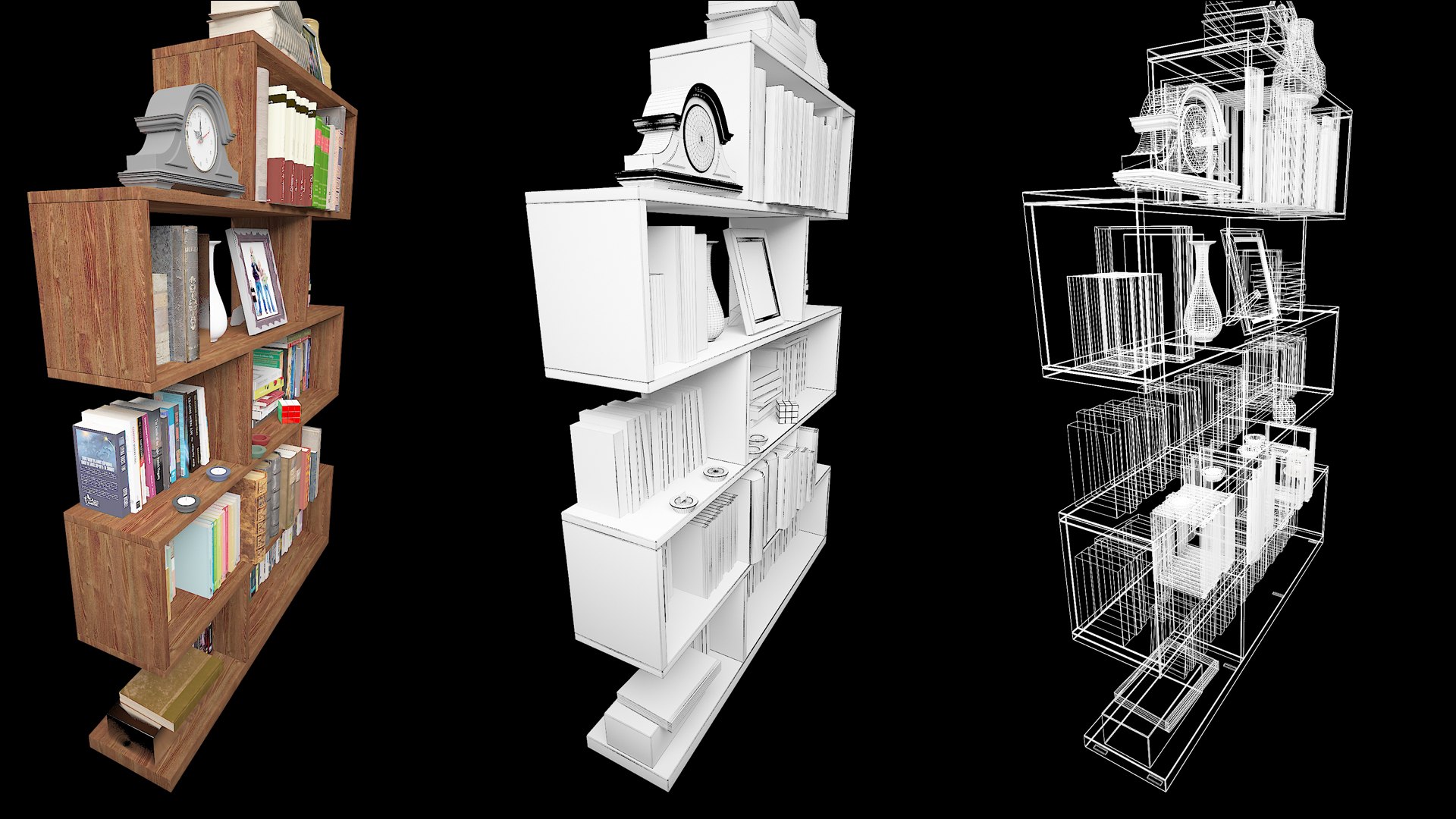 3D Bookshelf Slider Boxes With Books - TurboSquid 1871836