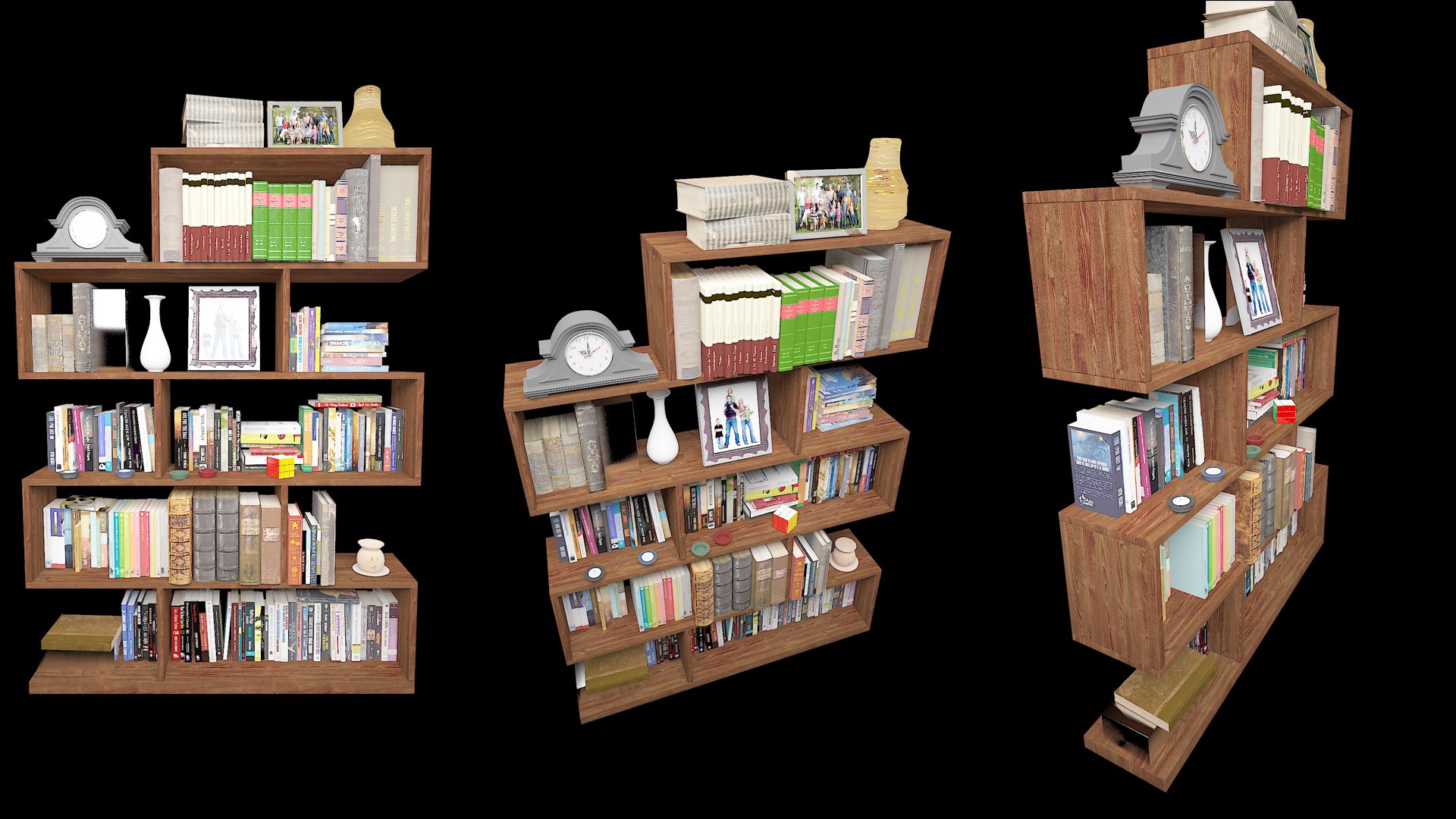 3D Bookshelf Slider Boxes With Books - TurboSquid 1871836