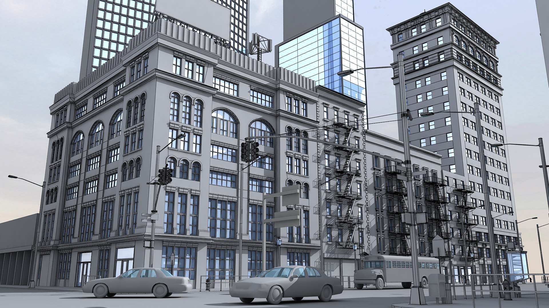 Hd Block Street 3d Model