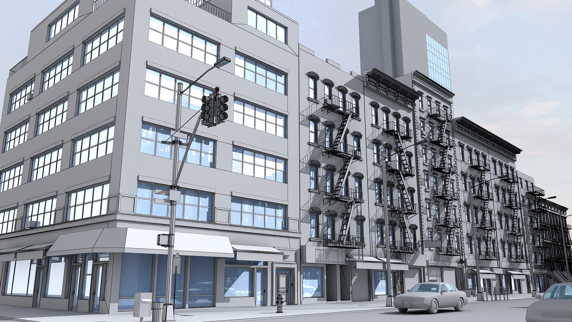 Hd Block Street 3d Model