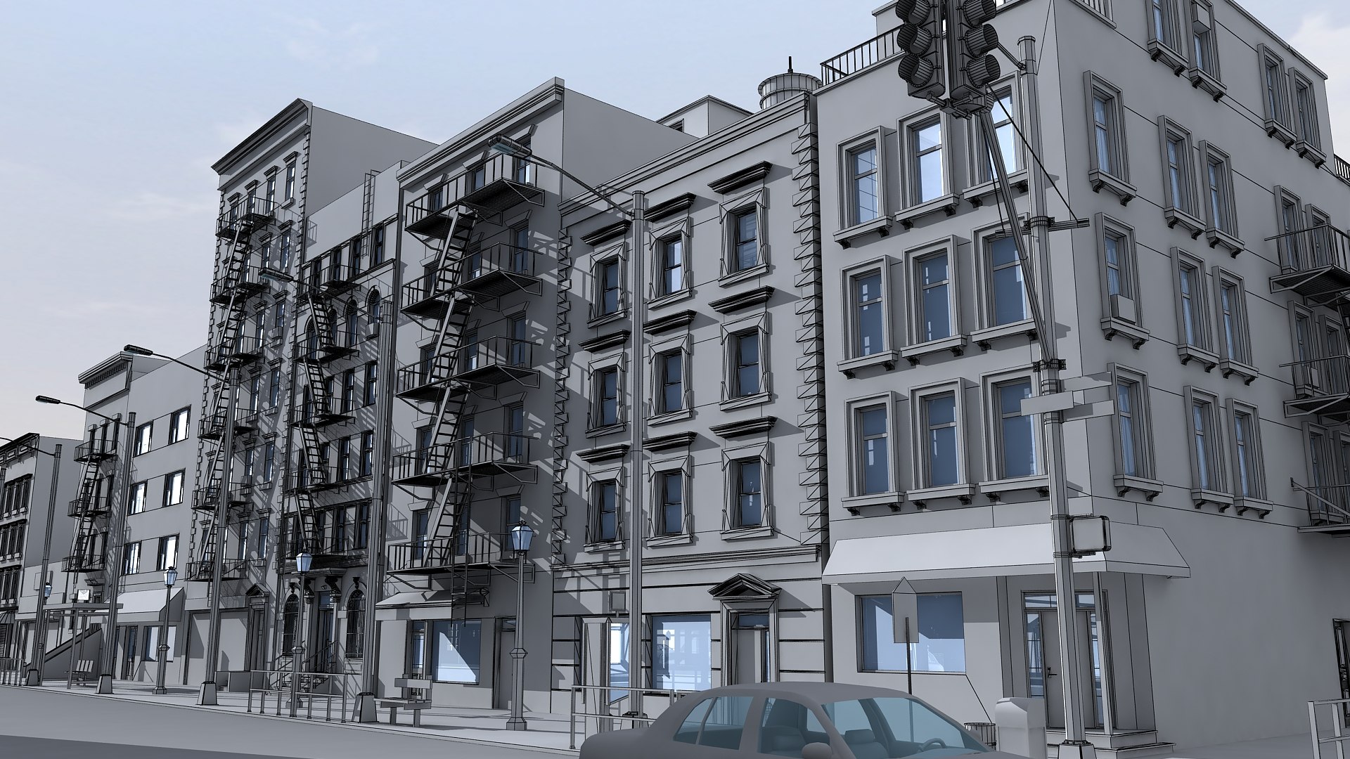 Hd Block Street 3d Model