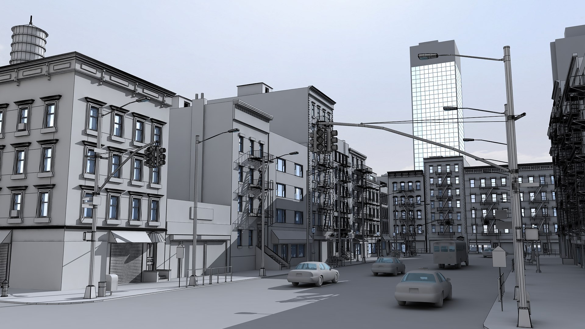 Hd Block Street 3d Model