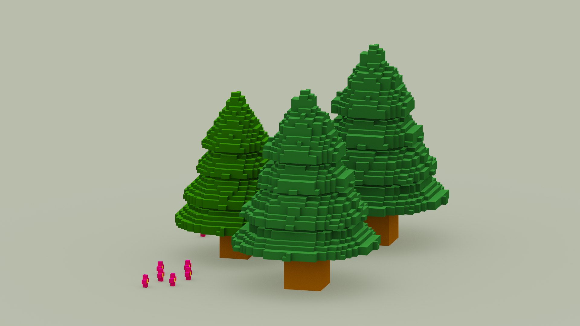 Voxel Tree and Flower 3D model - TurboSquid 1877213